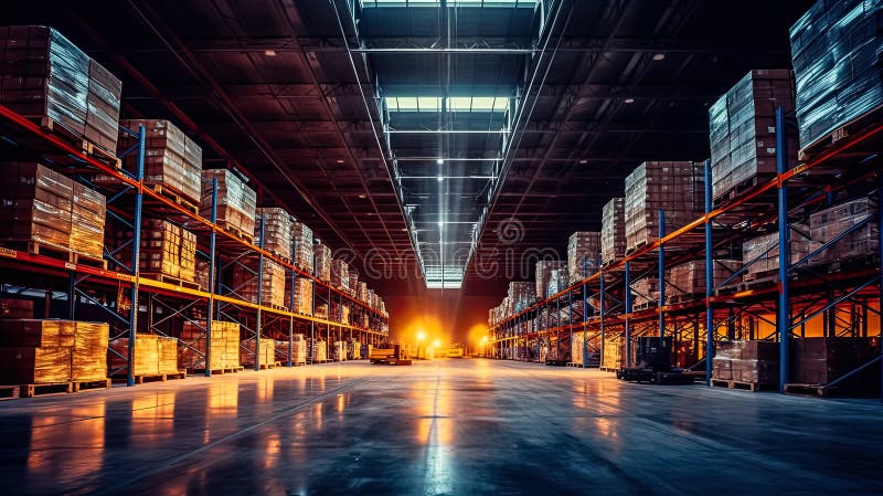 A Warehouse Hall Bustling with Activity Stock Image - Image of freight ...