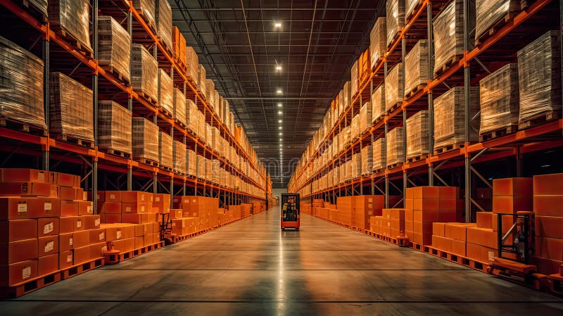 A Warehouse Hall Bustling with Activity Stock Image - Image of shipping ...