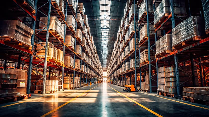 A Warehouse Hall Bustling with Activity Stock Photo - Image of ...