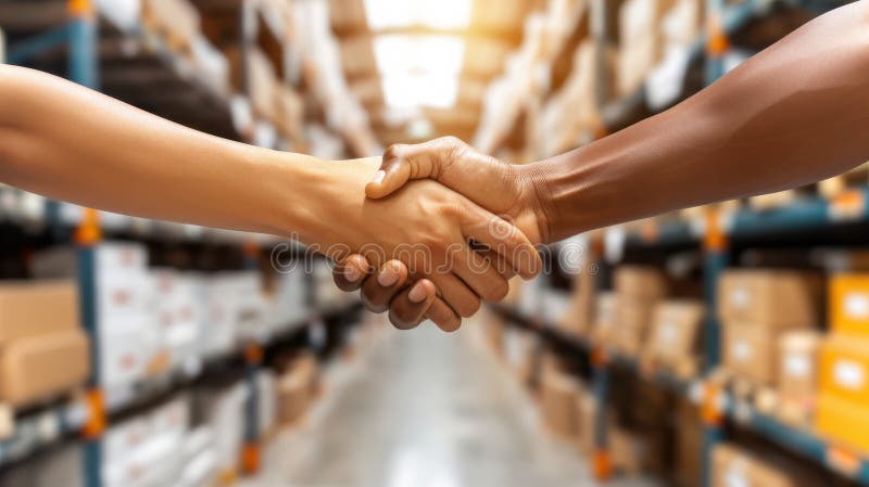 Warehouse Handshake stock illustration. Illustration of distribution ...