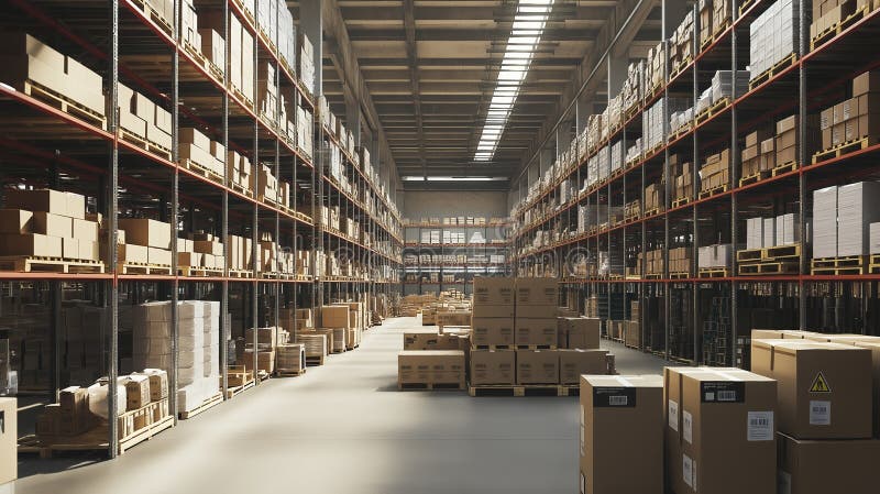 Warehouse with High Shelves Stock Image - Image of loader, working ...