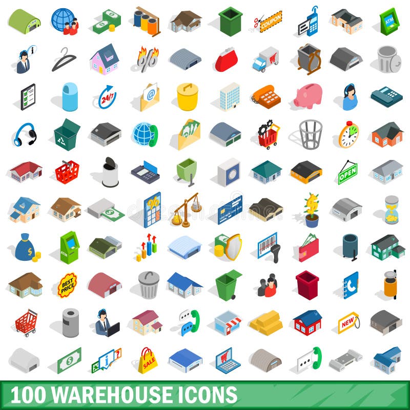 100 Warehouse Icons Set, Isometric 3d Style Stock Vector - Illustration ...