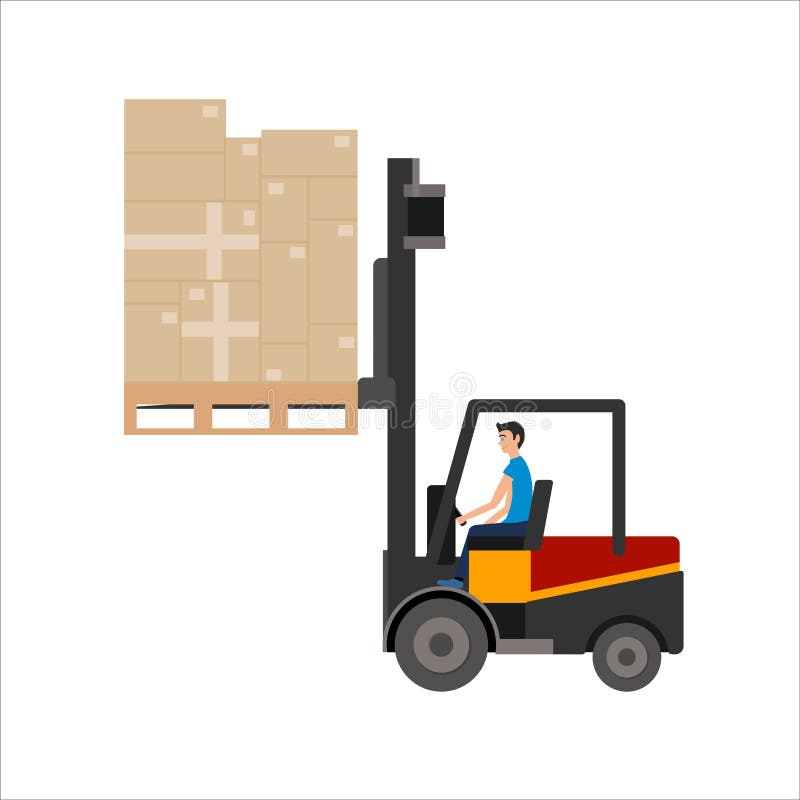 Warehouse Illustration of Loader Truck Loading Cardboard Boxes Stock ...