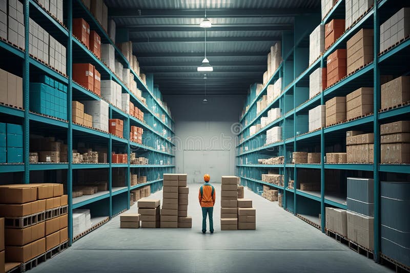 Warehouse indoor view stock illustration. Illustration of storehouse ...