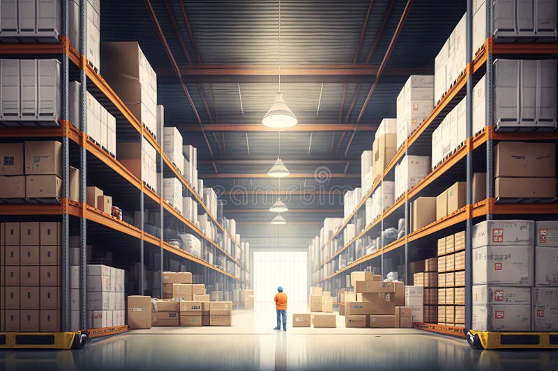 Warehouse indoor view stock illustration. Illustration of ...