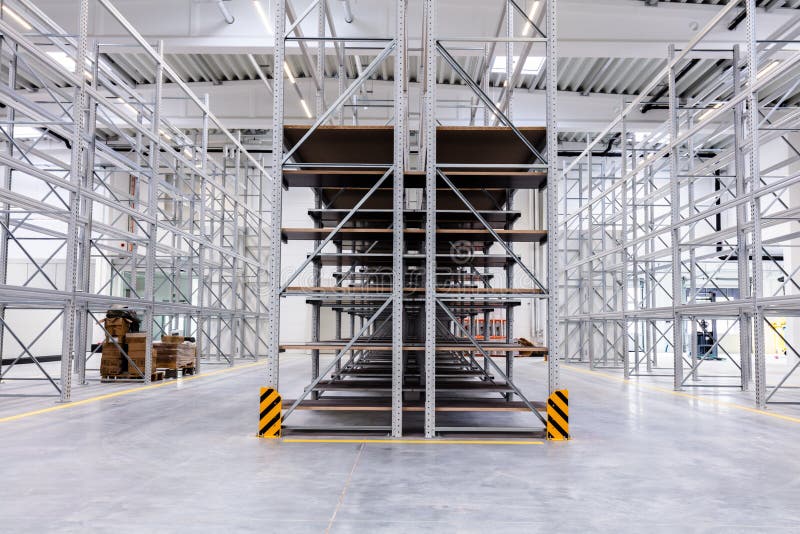 Warehouse Industrial Hall Racking Storage Racks Stock Image - Image of ...