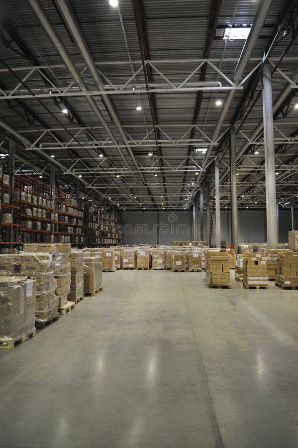 Warehouse Inside with Lots of Boxes Stock Image - Image of room, empty ...