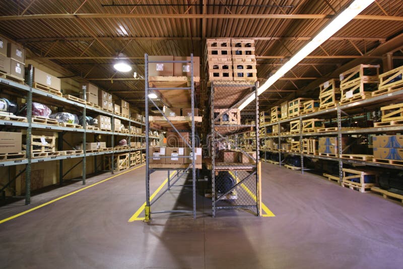 Factory Warehouse - Wide Angle View. Stock Image - Image of production ...