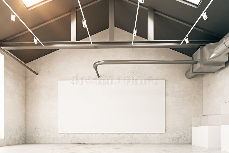 Warehouse Interior with Empty Poster Stock Illustration - Illustration ...