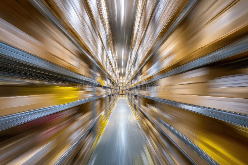 Fast-Paced Warehouse Motion Blur Stock Illustration - Illustration of ...