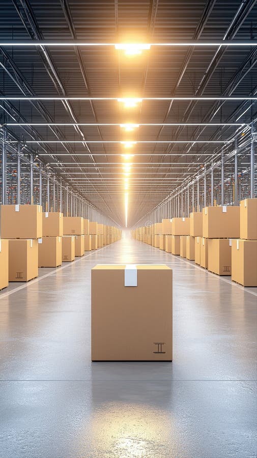 Warehouse Interior Featuring Boxes Arranged in the Middle Indicating ...