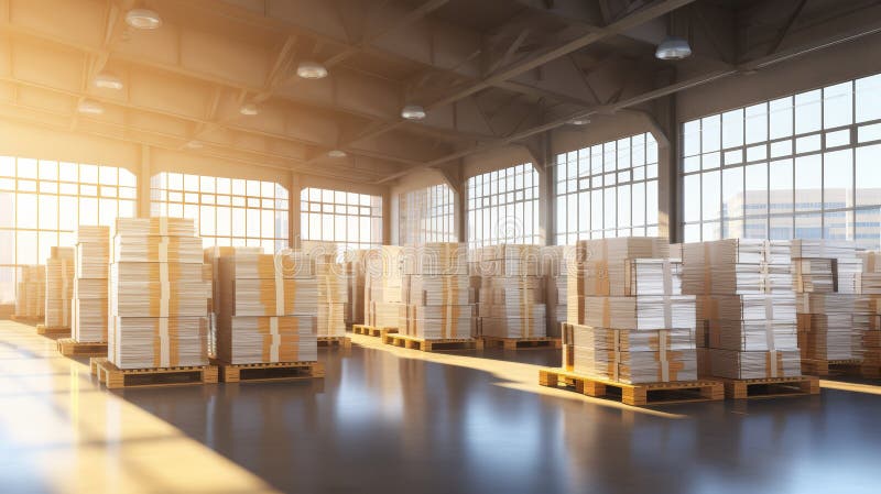 Warehouse Interior Filled with Cardboard Boxes of Goods Prepared for ...