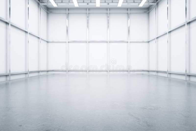 Warehouse Interior Side View Stock Illustration - Illustration of hall ...