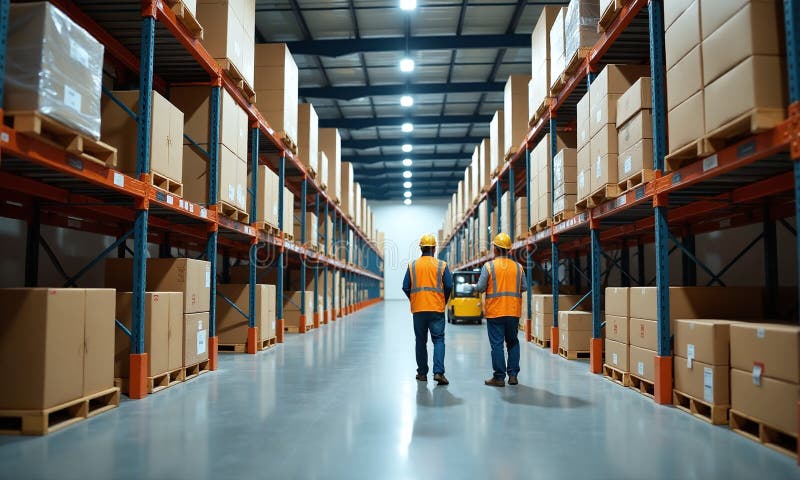 Warehouse Interior Logistics Center High Shelving Cardboard Boxes Stock ...