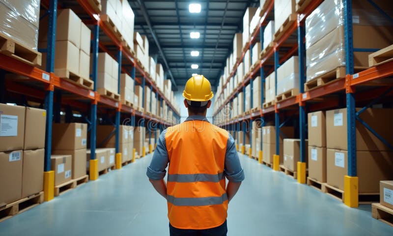 Warehouse Interior Logistics Center High Shelving Cardboard Boxes Stock ...
