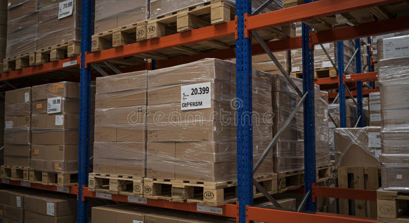 Warehouse Interior Packed Pallets Shelving Storage System Stock Photos ...
