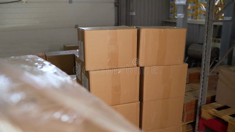 Warehouse Interior, Packing Boxes Stacking. Rack Stack Arrangement of ...