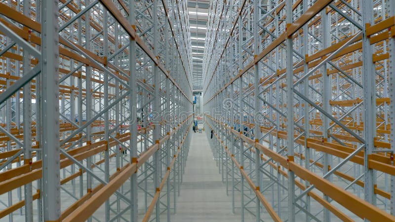 Warehouse Interior Racking System Flythrough Stock Video - Video of ...