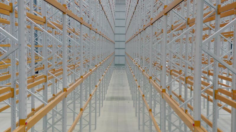 Newly Constructed Warehouse Interior Racking System Flythrough Stock ...