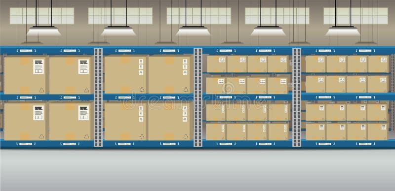 Warehouse Interior with Racks Stock Vector - Illustration of rack ...