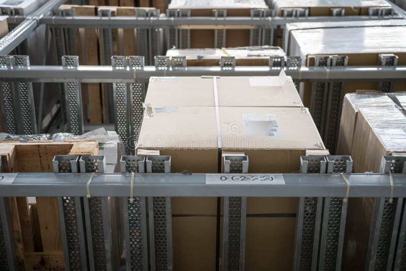 Racks with Boxes are in Storage Stock Image - Image of building, cargo ...