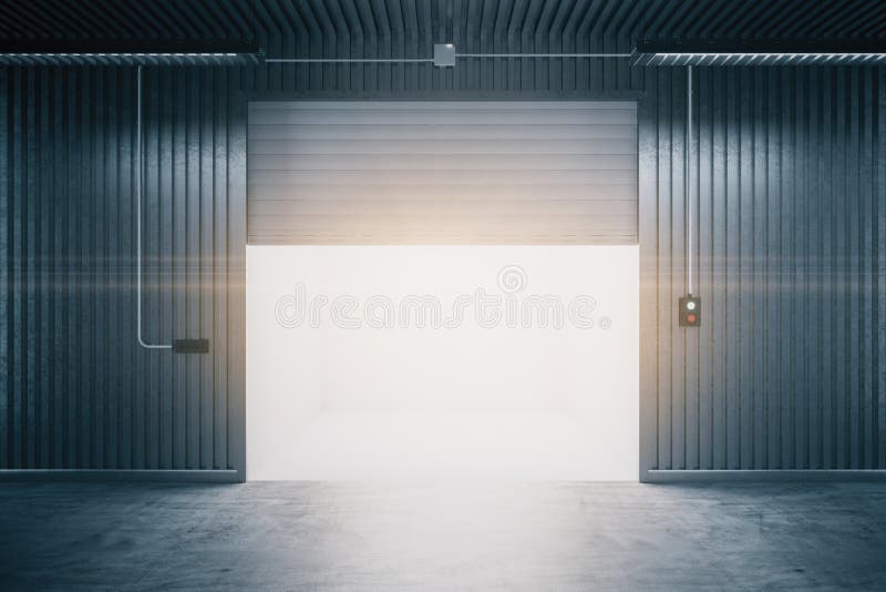 Warehouse Interior with Rolling Gates Stock Illustration - Illustration ...
