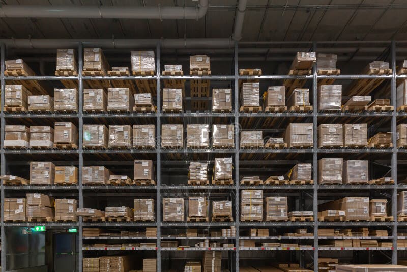 Warehouse Interior with Shelves Rack for Keep Production Material ...
