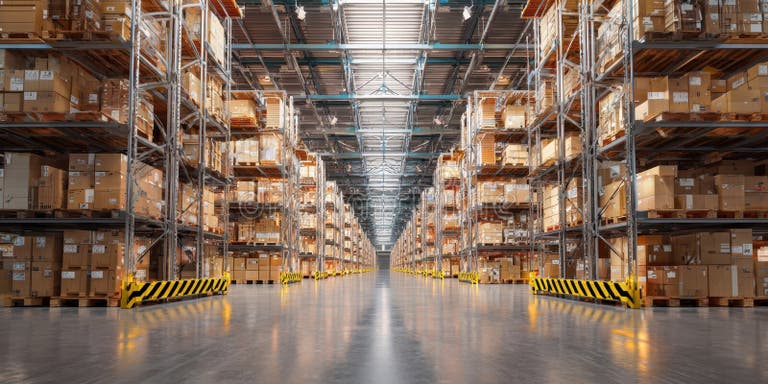 The Warehouse Interior Showcasing Rows of Organized Storage Boxes and ...