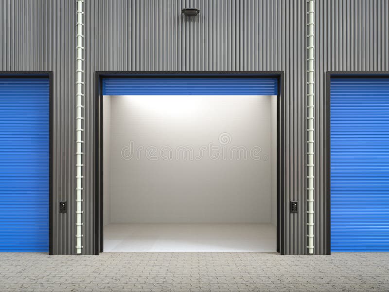 Warehouse Interior with Shutter Doors Stock Illustration - Illustration ...