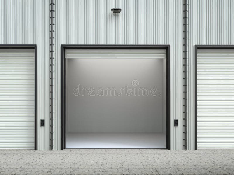 Warehouse Interior with Shutter Doors Stock Illustration - Illustration ...
