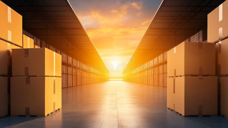 Warehouse Interior, Stacked Boxes, Logistics, Storage, Distribution ...