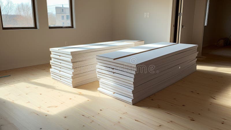 Warehouse Interior with Stacked Drywall Sheets. Generative Ai Stock ...
