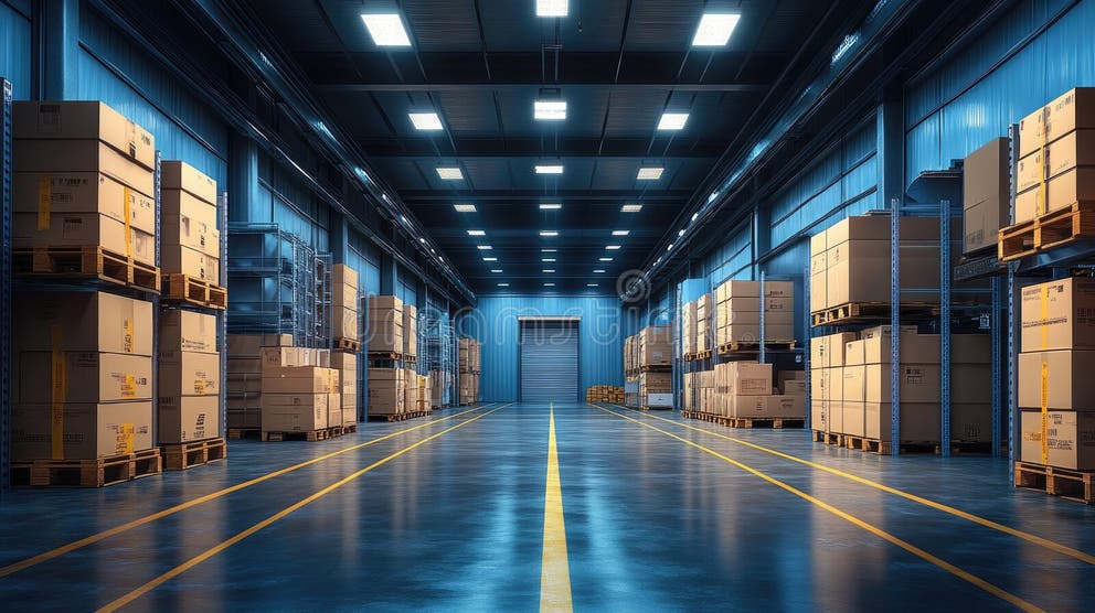 Warehouse Interior with Stacked Goods. Efficient Storage and Logistics ...