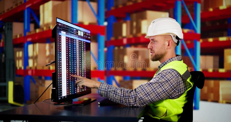 Warehouse Inventory Management on Computer Stock Image - Image of ...