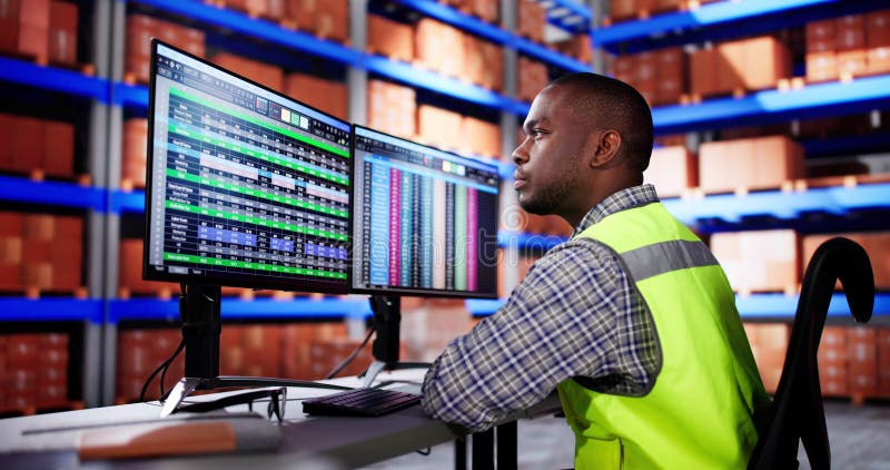 Warehouse Inventory Management on Computer Stock Photo - Image of order ...