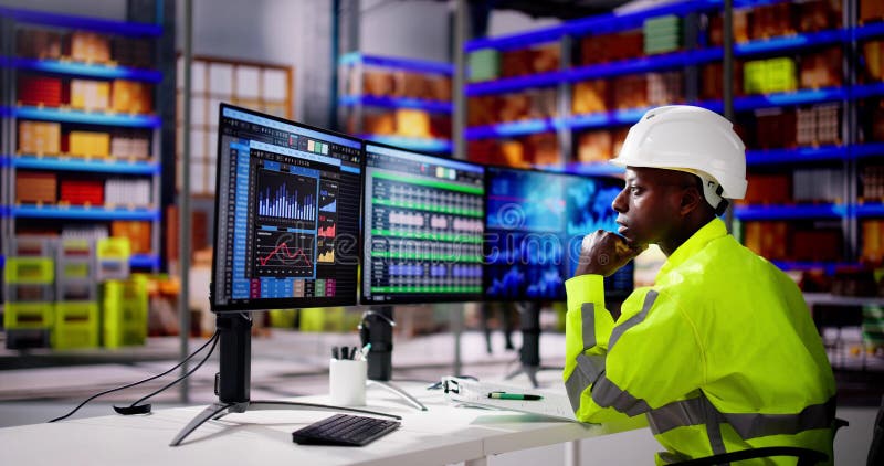 Warehouse Inventory Management on Computer Stock Photo - Image of ...