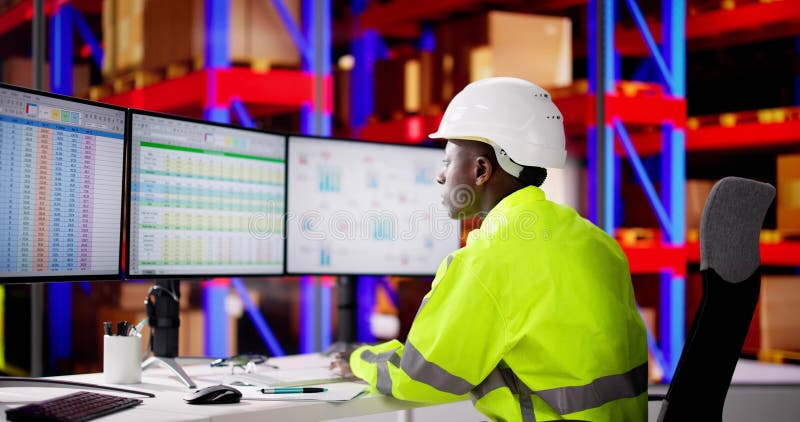 Warehouse Inventory Management on Computer Stock Image - Image of ...