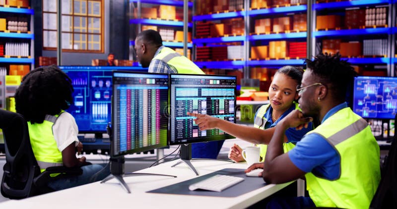 Warehouse Inventory Management on Computer Stock Image - Image of ...