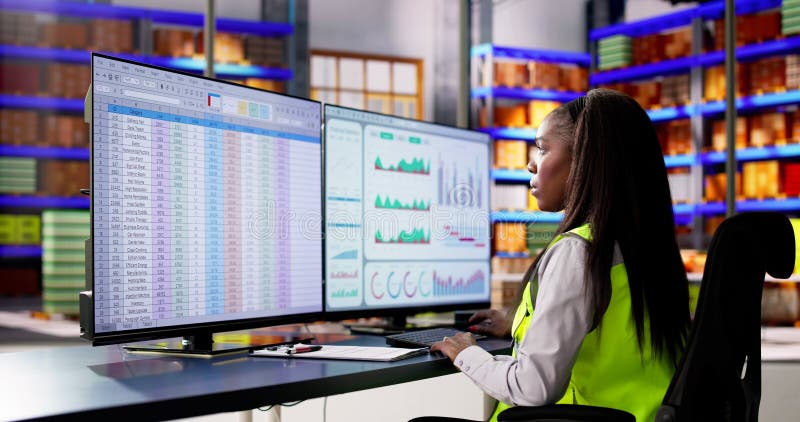 Warehouse Inventory Management on Computer Stock Photo - Image of ...