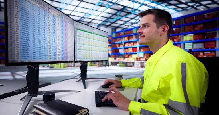 Warehouse Inventory Management on Computer Stock Image - Image of ...