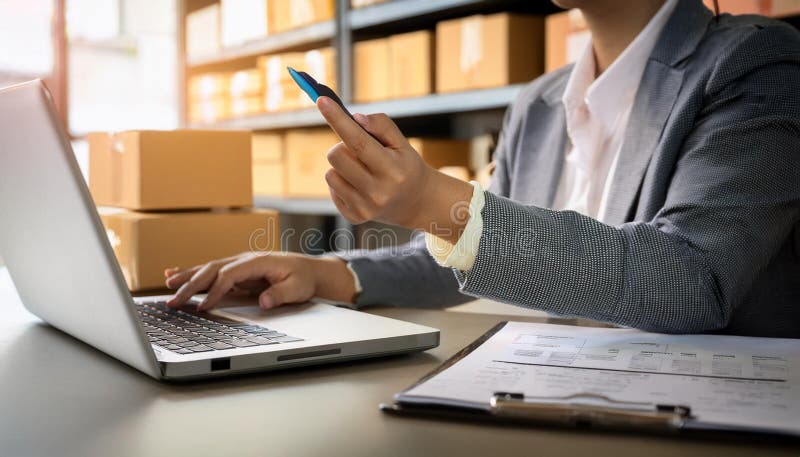 Warehouse Inventory Management on Office Computer Stock Image - Image ...