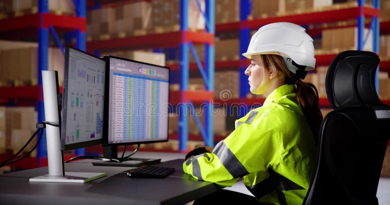 Warehouse Inventory Management on Office Computer Stock Photo - Image ...