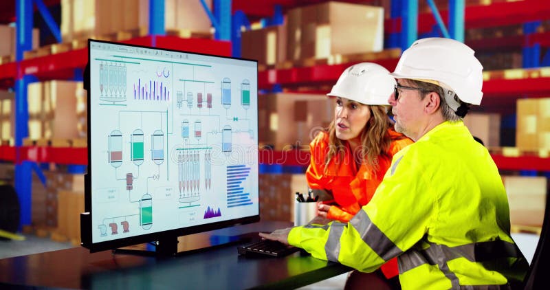 Warehouse Inventory Management on Office Computer Stock Photo - Image ...