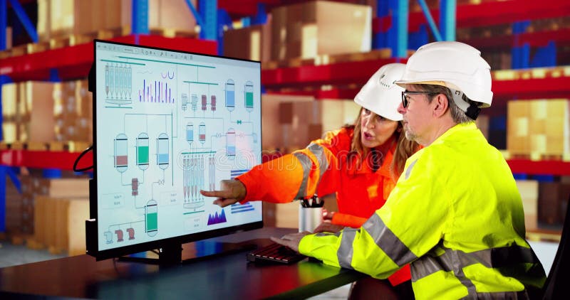 Warehouse Inventory Management on Office Computer Stock Image - Image ...