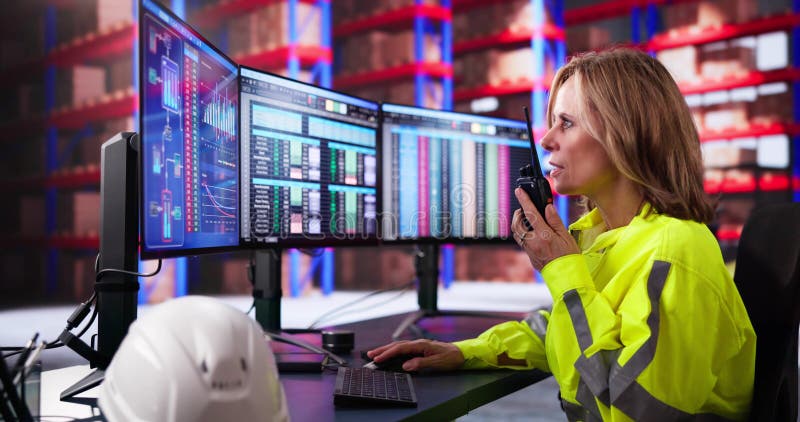 Warehouse Inventory Management on Office Computer Stock Photo - Image ...