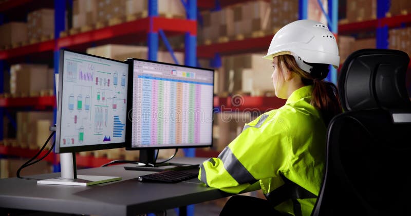 Warehouse Inventory Management on Office Computer Stock Image - Image ...