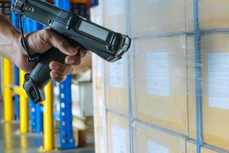 Shipment, Delivery, Cargo Export Worker Unloading Heavy Pallet Goods ...