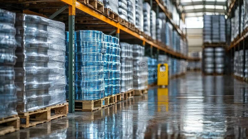 Warehouse Inventory with Pallets of Goods in Storage Stock Illustration ...