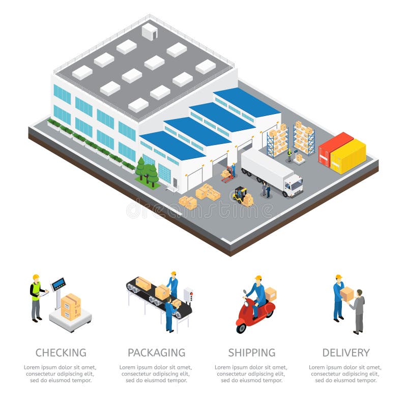 Warehouse Isometric Icons Concept Stock Vector - Illustration of ...