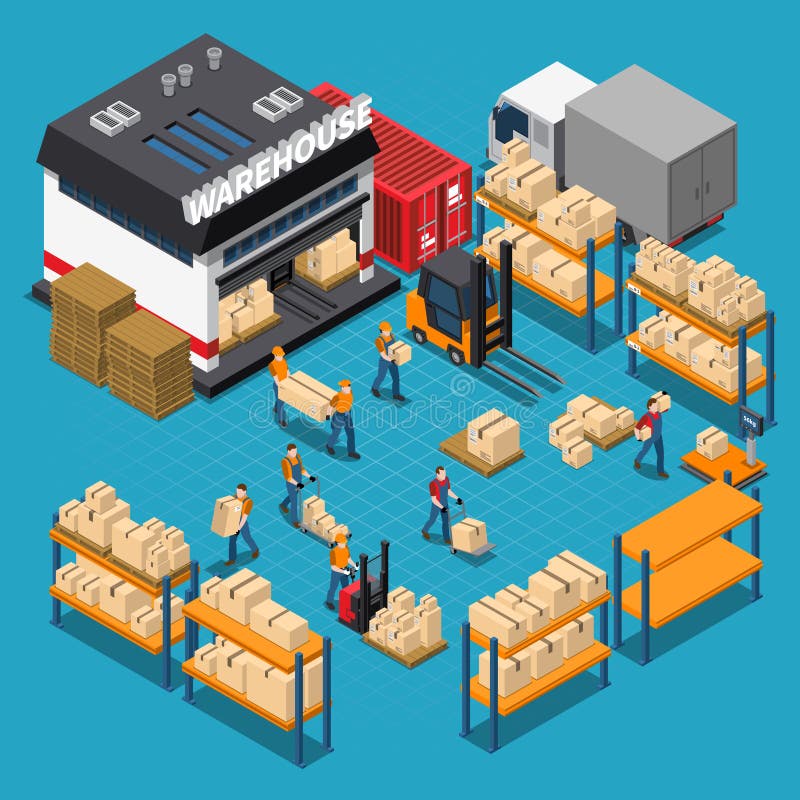 Interior Warehouse Building Isometric View. Vector Stock Vector ... Interior Warehouse Building Isometric View. Vector Stock Vector ...